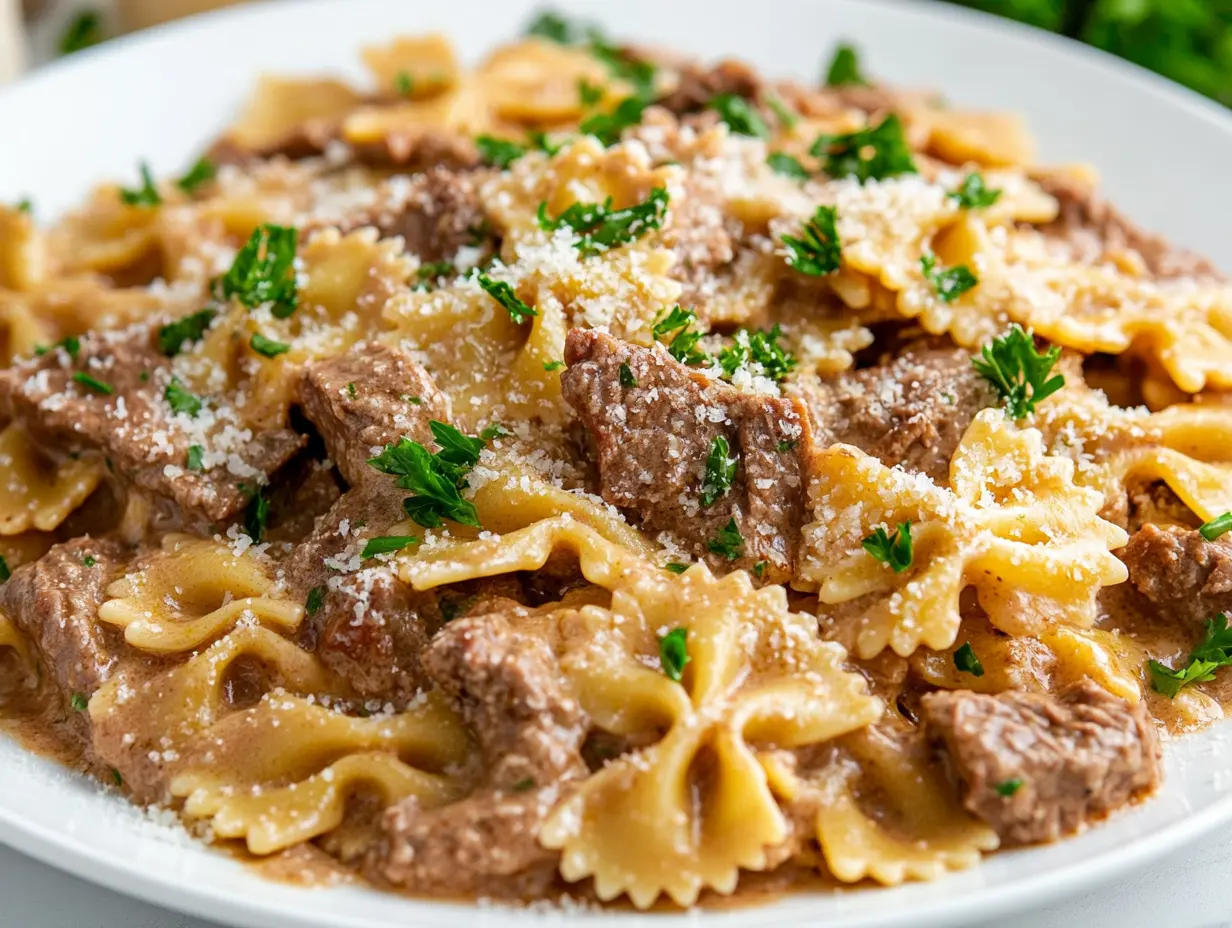 Creamy Beef and Bowtie Pasta – The Best 1-Pot Comfort Meal! - Trick Recipe